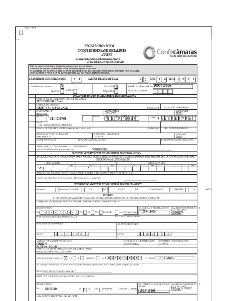 Editable Chamber of Commerce Form 0 | PDF