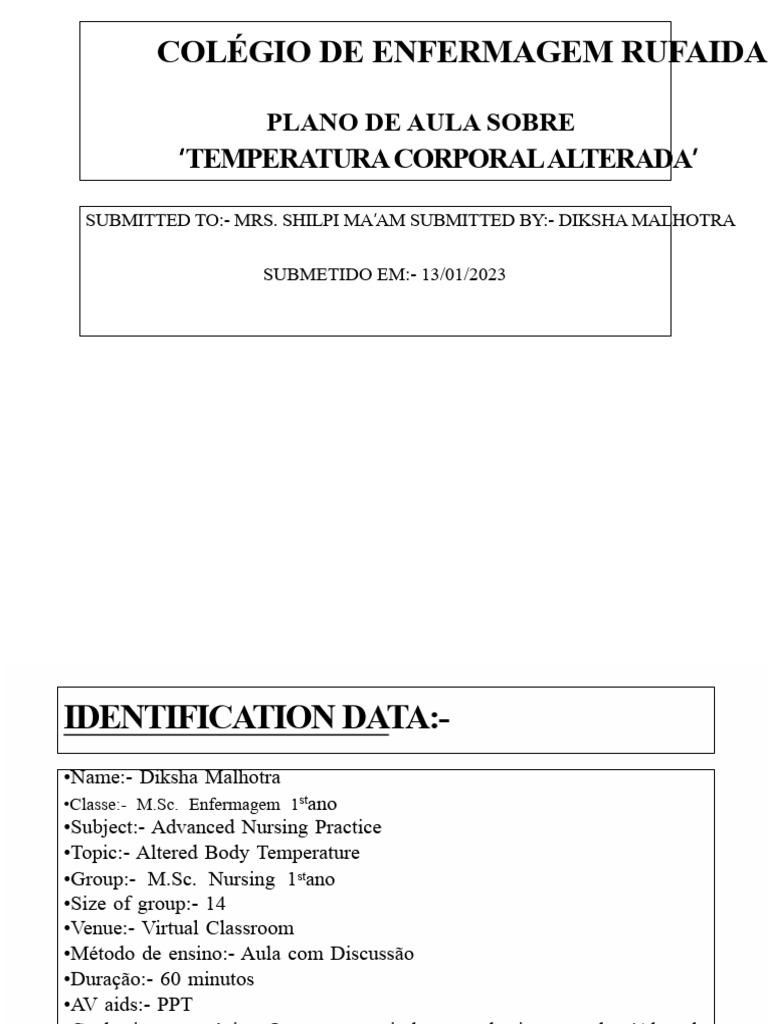 TEMPERATURA CORPORAL ALTERADA PPT | PDF | Febre | Termorregulação