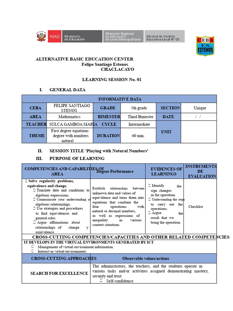 Session First Degree Equation | PDF | Learning | Equations