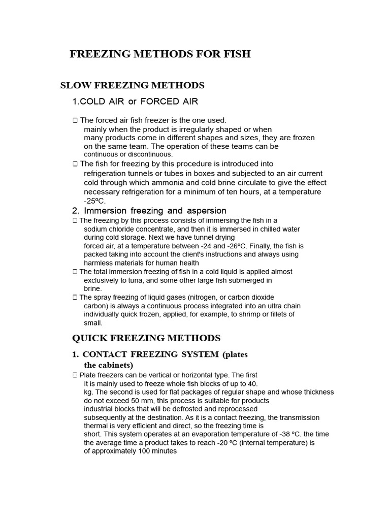 Methods of Fish Freezing | PDF | Refrigeration | Refrigerator