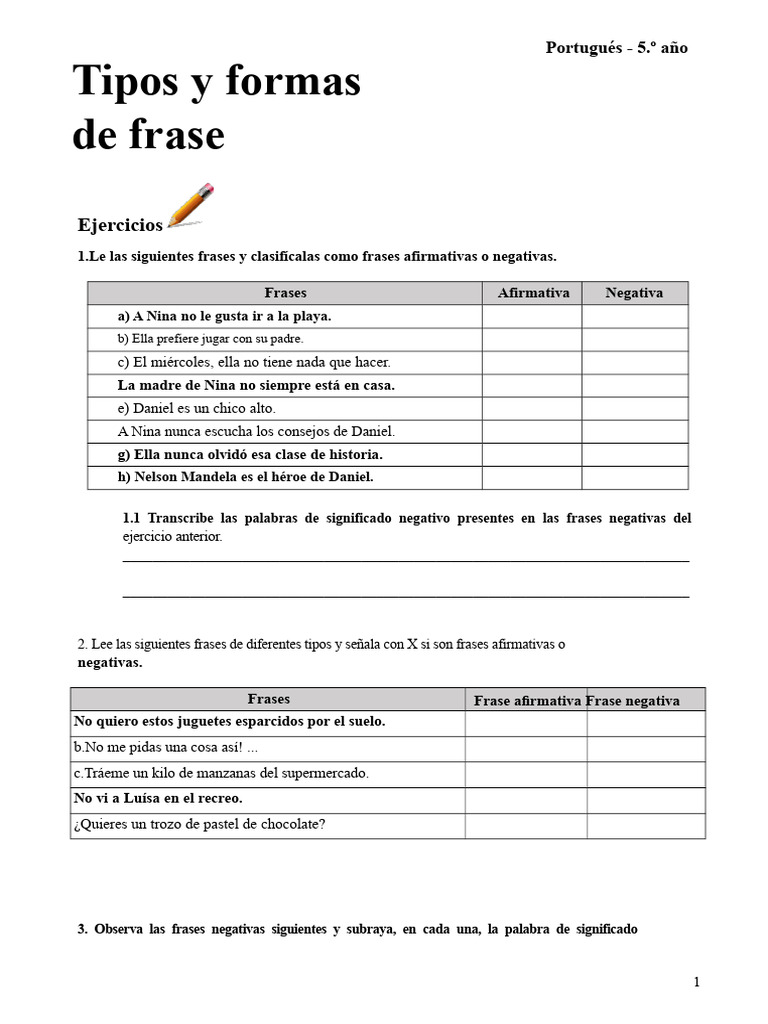 Tipos y Formas de Frase | PDF