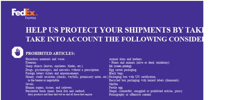 Prohibited Shipment Items Guide | PDF
