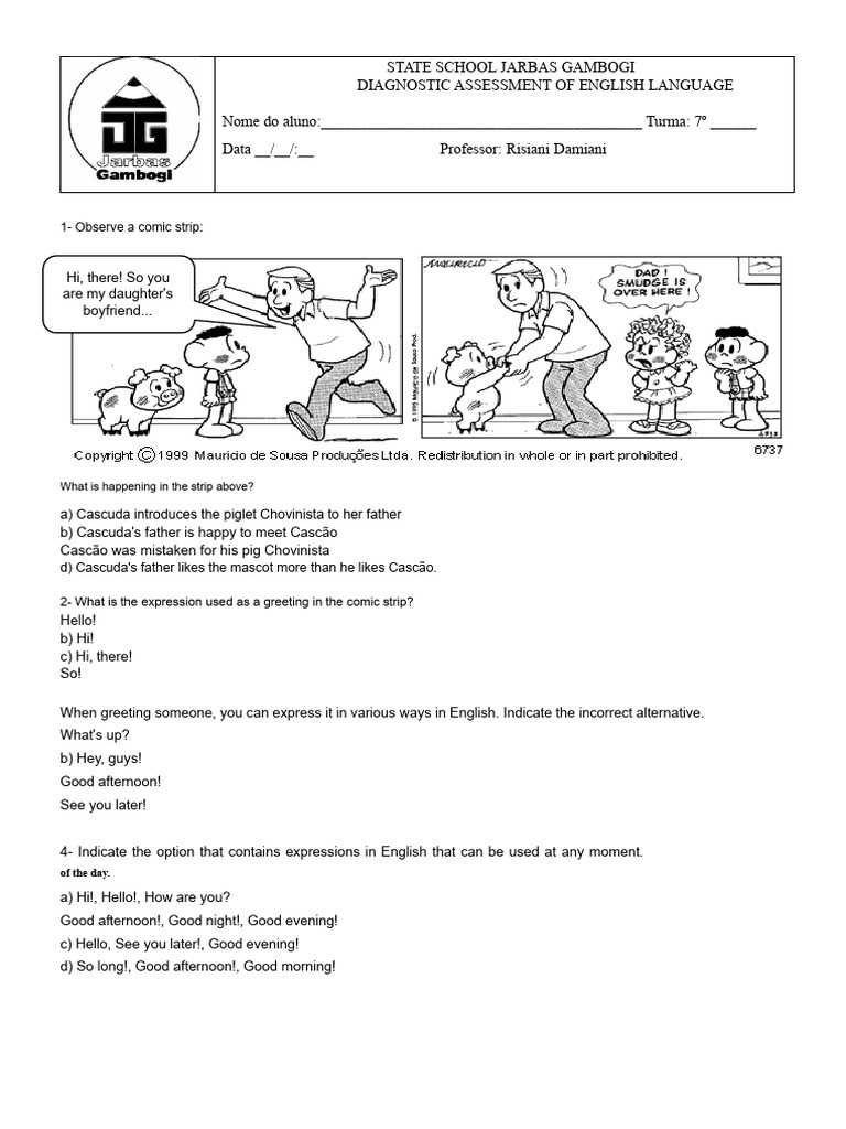 Diagnostic Assessment of English 7th Grade Risi | PDF | Human ...