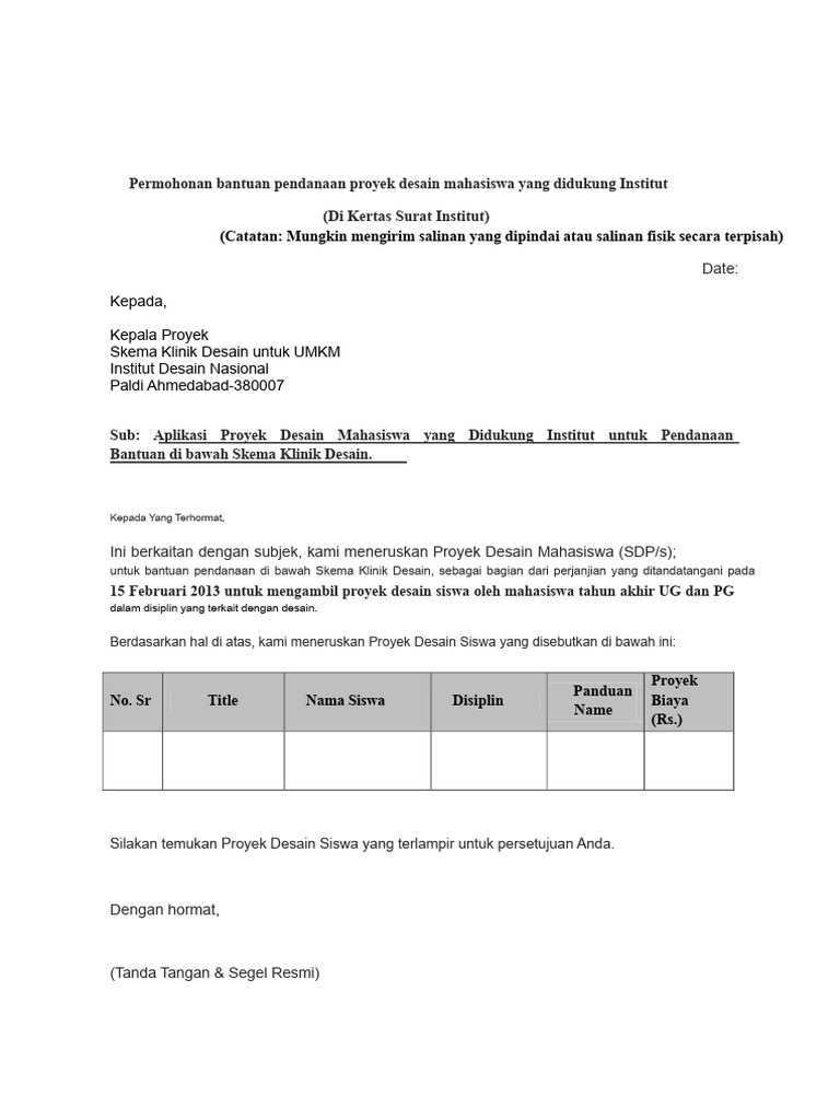 Format Proposal Proyek Lampiran | PDF