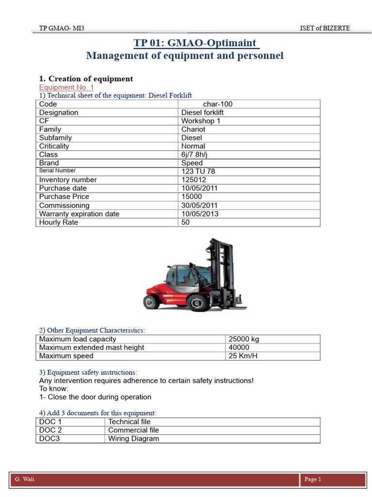 TP 01 - GMAO-Optimaint Management of Equipment and Personnel | PDF ...