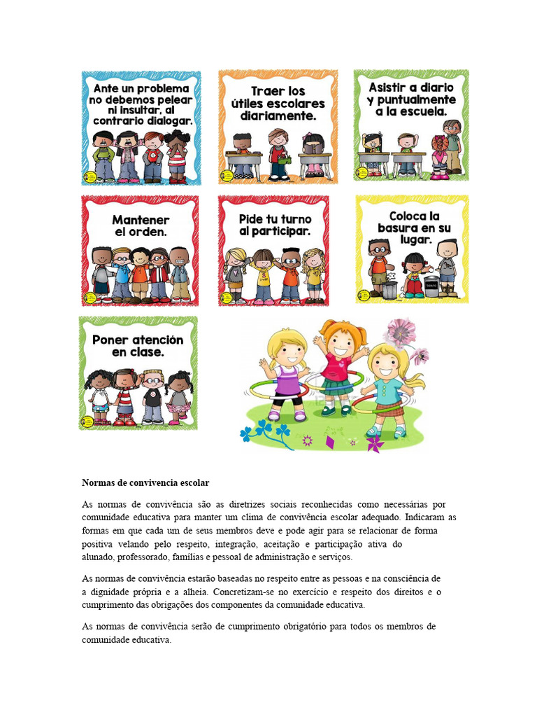 Normas de Convivência Escolar | PDF