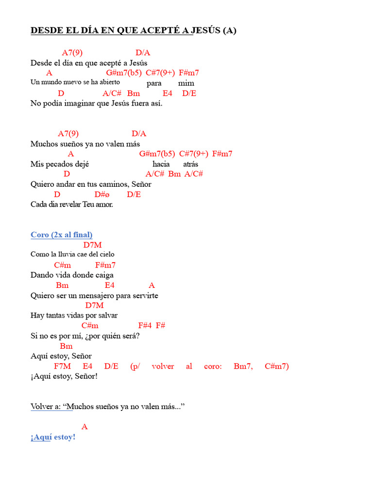 Desde El Día en Que Acepté A Jesús - Acordes | PDF