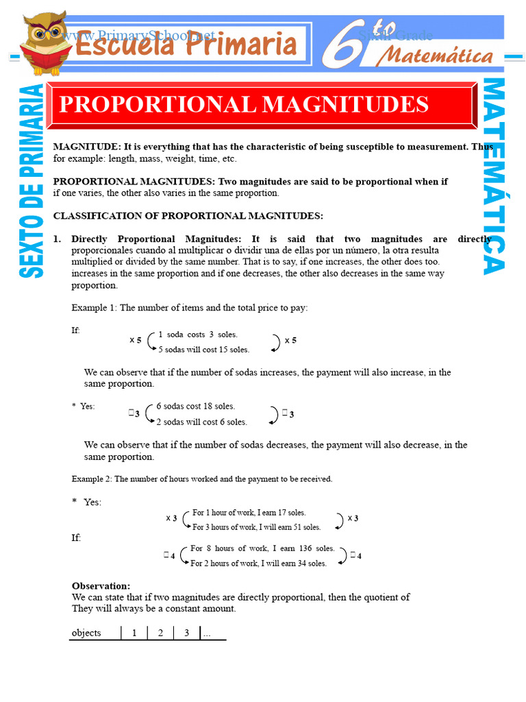 Classification of Proportional Magnitudes For Sixth Grade | PDF | Gear ...