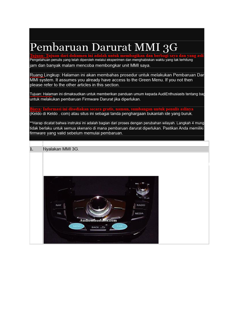 Panduan Pembaruan Darurat MMI 3G | PDF
