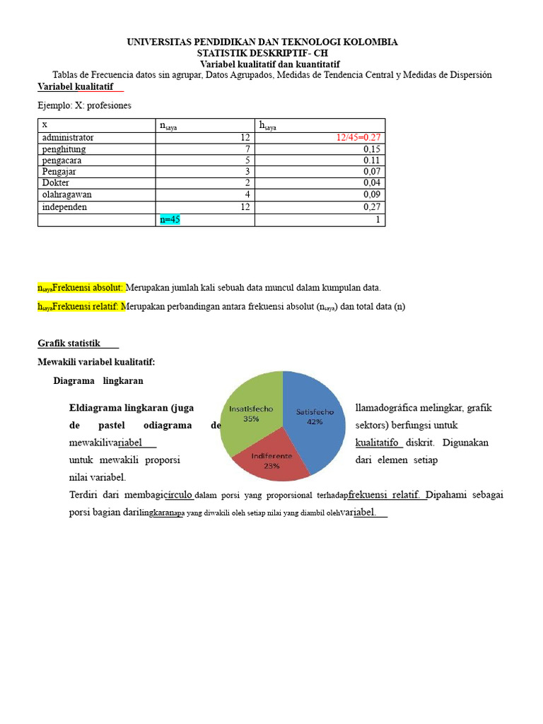 Variabel Statistik: Kualitatif dan Kuantitatif | PDF