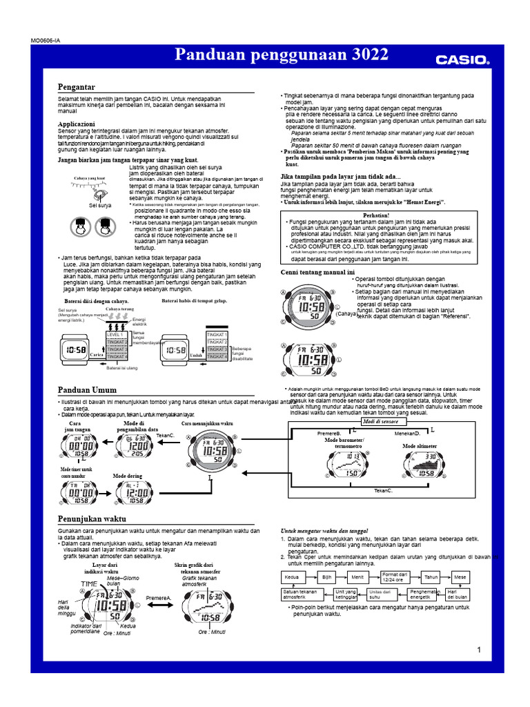 Panduan Penggunaan Jam Tangan CASIO | PDF
