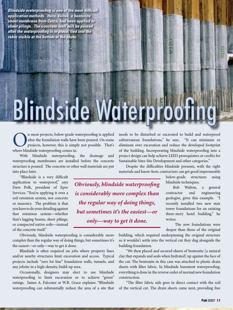 Blindside Waterproofing | PDF | Concrete | Deep Foundation