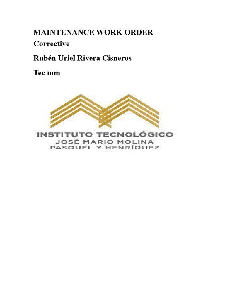 Corrective Maintenance Work Order | PDF