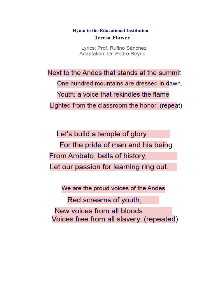 Hymn To The Educational Unit | PDF