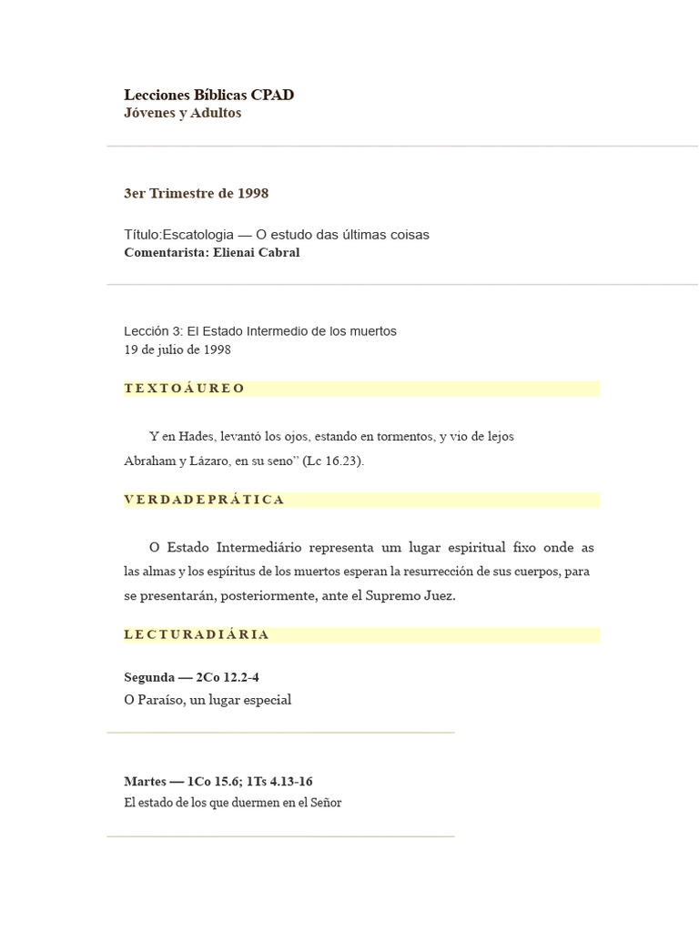 Lección 3 El Estado Intermedio de Los Muertos | PDF | Vida futura ...