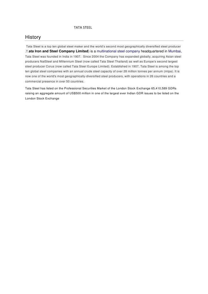 Tata Steel | PDF