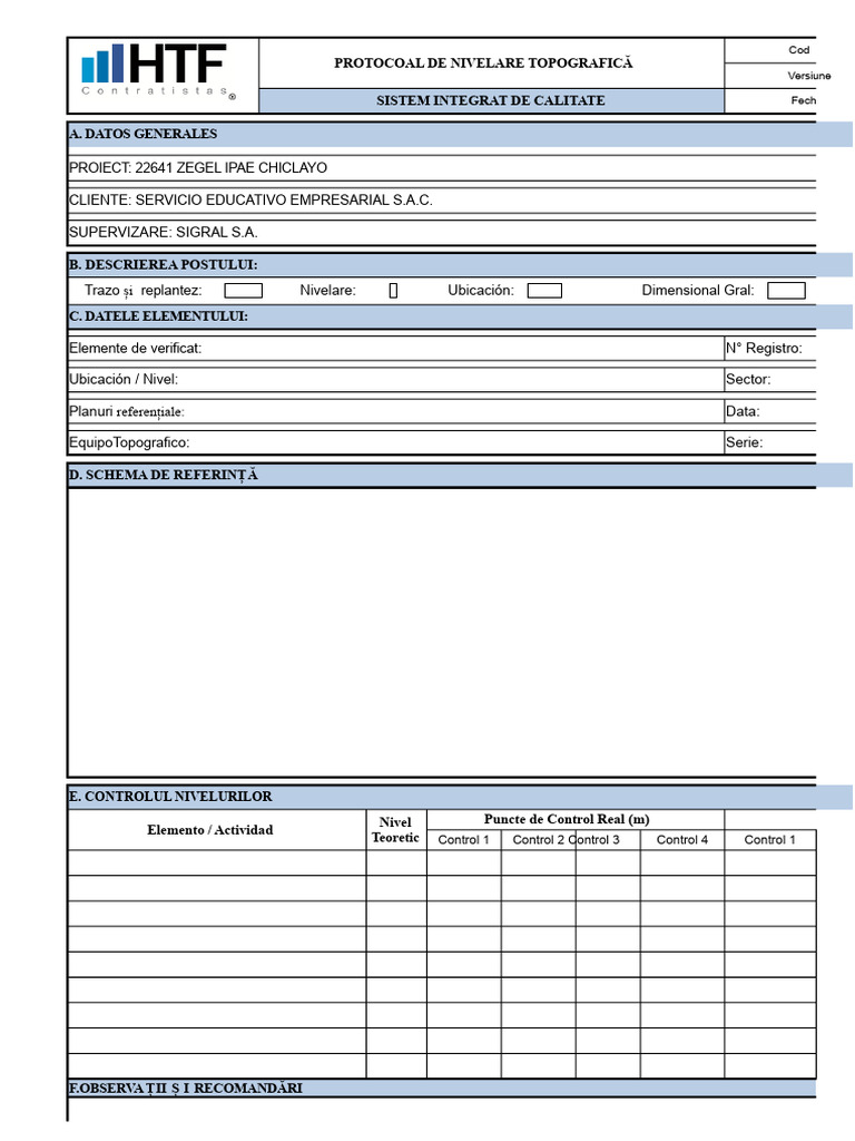 HTF 001 PC-NT Protocol de Nivelare Topografică | PDF