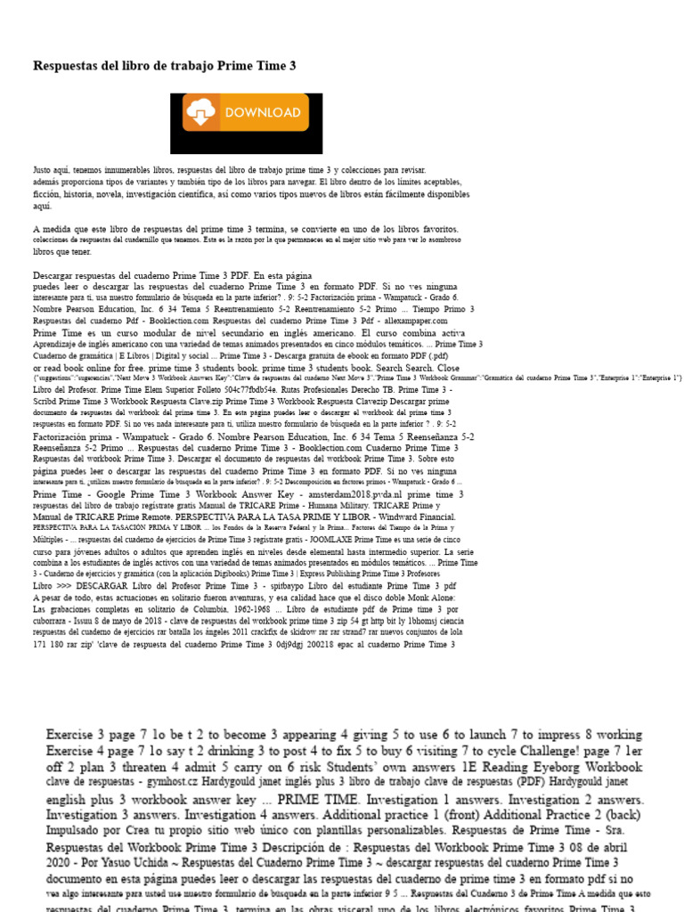 Respuestas PDF Cuaderno Prime Time 3 | PDF