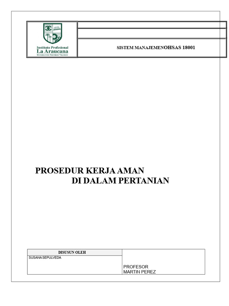 Prosedur kerja aman dalam Pertanian | PDF