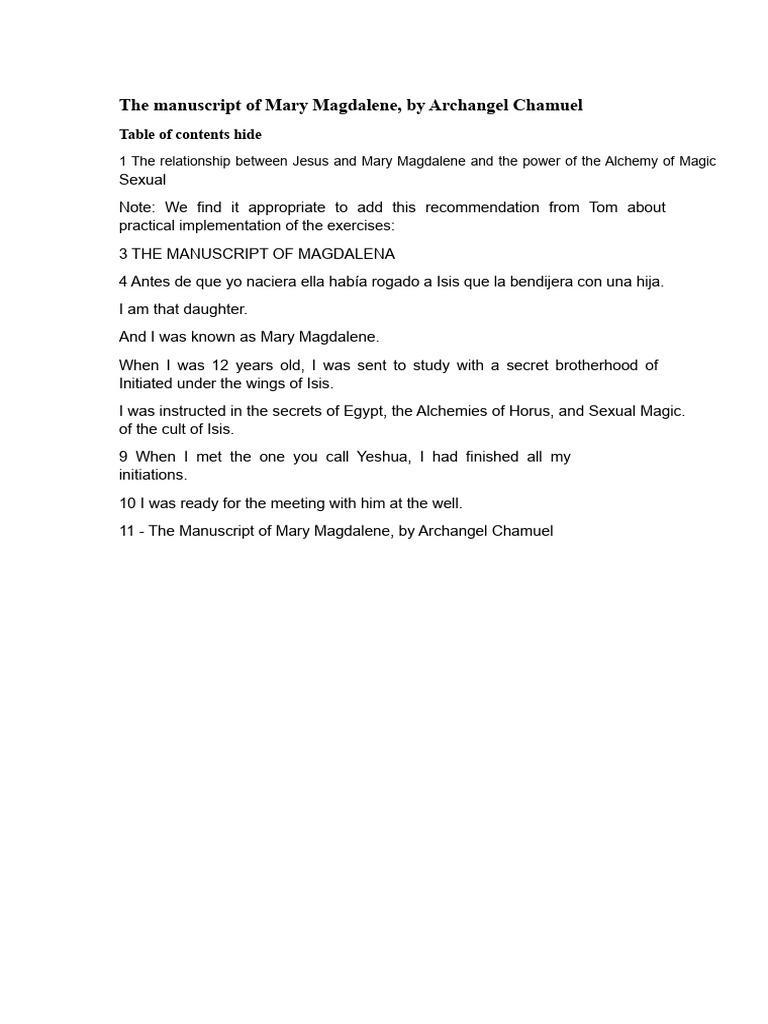 The Manuscript of Mary Magdalene | PDF | Jesus | Isis