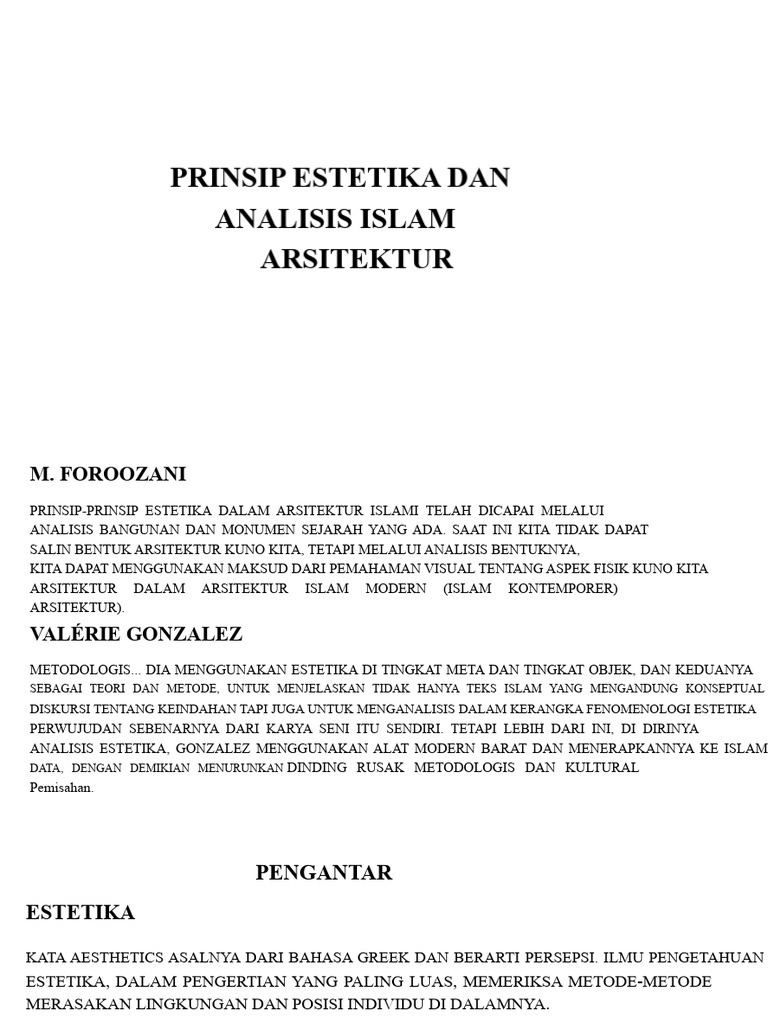 Estetika Arsitektur Islam: Prinsip Utama | PDF