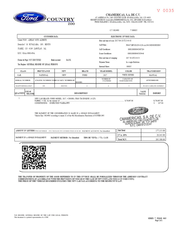 Ford Invoice | PDF | Invoice