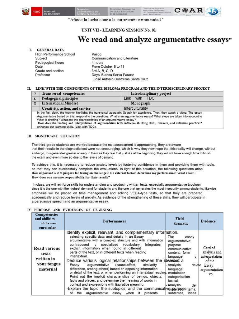 Learning Session Understanding Argumentative Essays | PDF | Essays ...