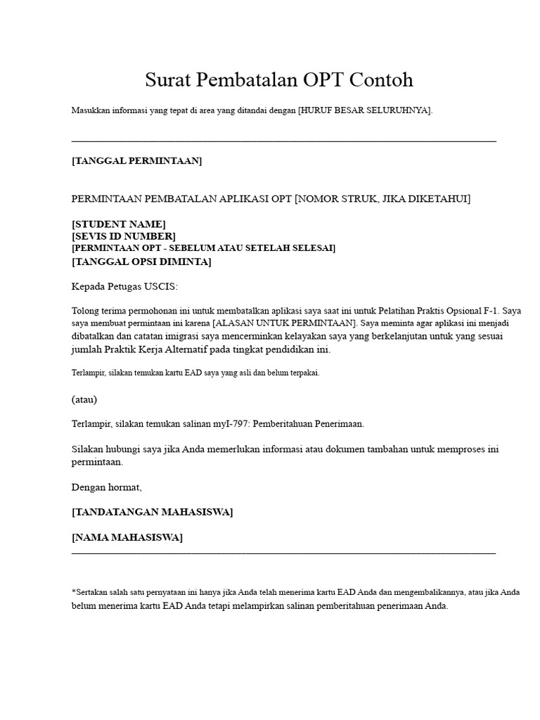 Surat Pembatalan Opt Contoh | PDF
