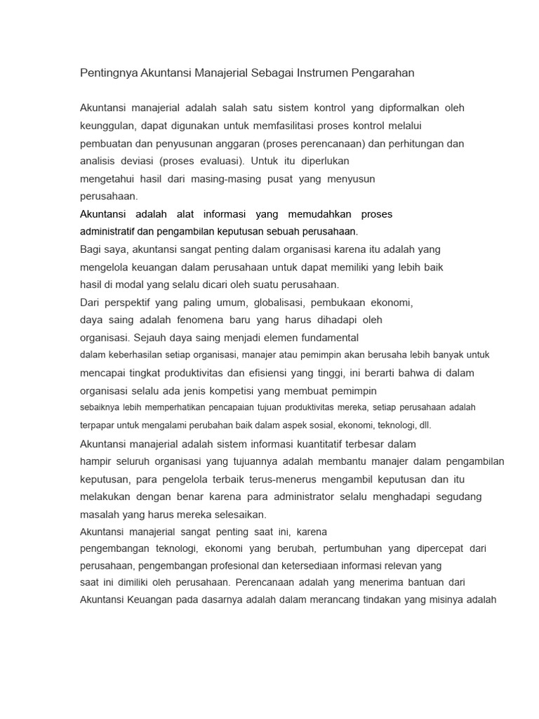 Pentingnya Akuntansi Manajerial untuk Keputusan Bisnis | PDF
