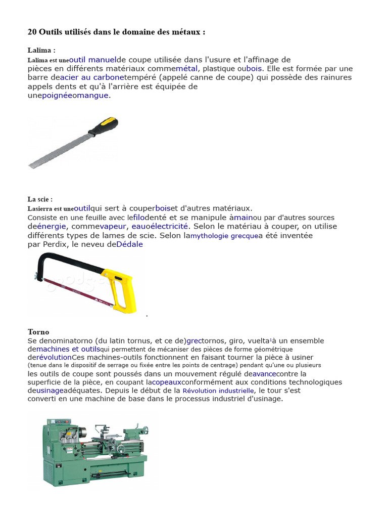Outils essentiels pour le travail des métaux | PDF | Perceuse ...