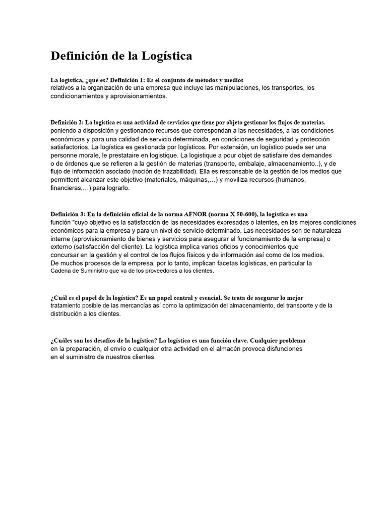 Definición y Función de la Logística | PDF