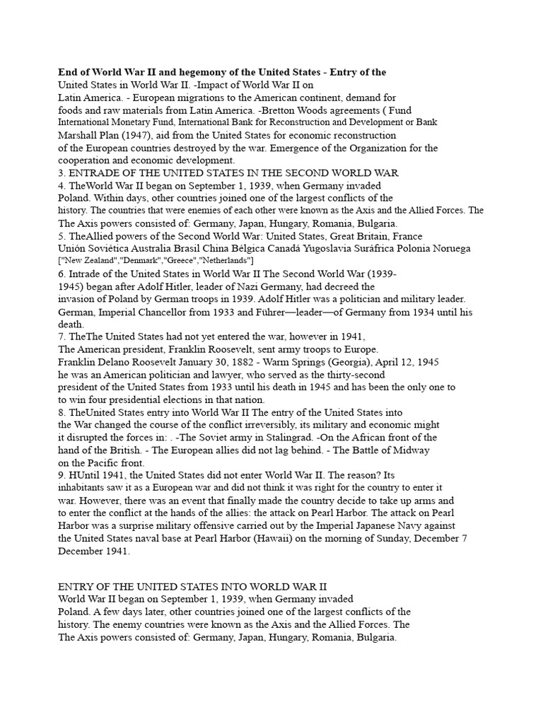 U.S. Entry into WWII and Its Impact | PDF | World War II | Allies Of ...