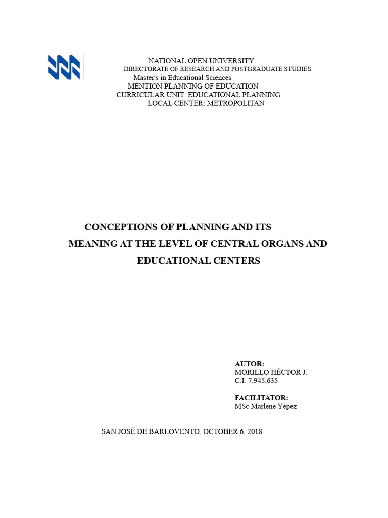 Educational Planning Concepts Explained | PDF | Planning | Institution