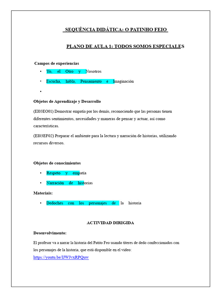 Secuencia Didáctica: Patito Feo | PDF | Maestros | Aprendizaje