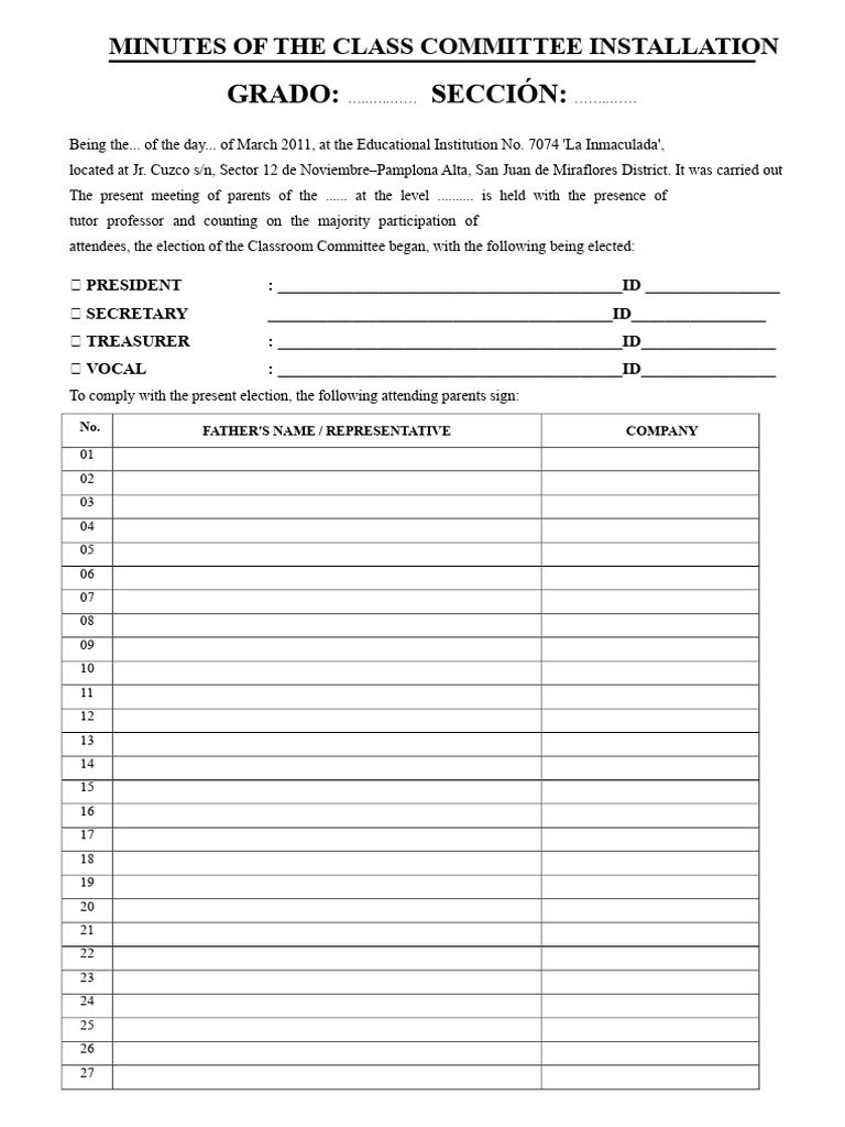 Minutes of The Installation of The Class Committee | PDF