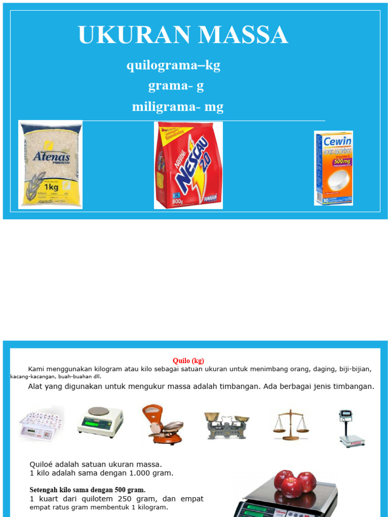 Panduan Ukuran Massa: Kilogram dan Gram | PDF