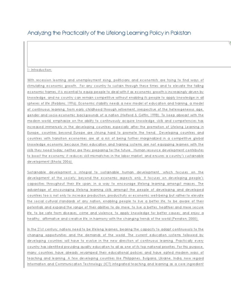 Analyzing The Practicality of The Lifelong Learning Policy in Pakistan ...