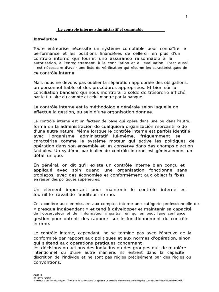 Contrôle interne : principes et pratiques | PDF | Banques | Contrôle ...
