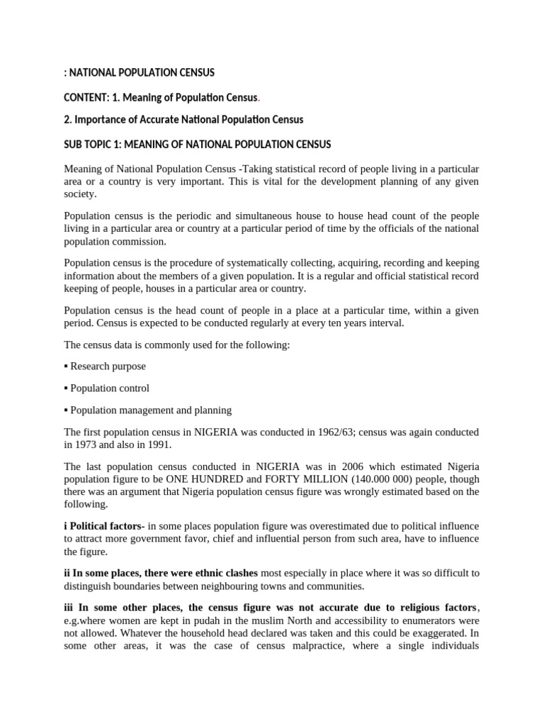 National Population Census | PDF | Census | Rule Of Law