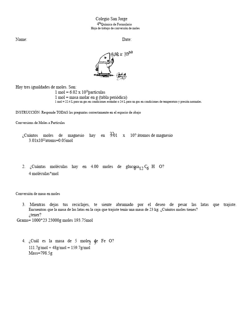 Conversión de Moles en Química | PDF | Mole (Unidad) | Gases