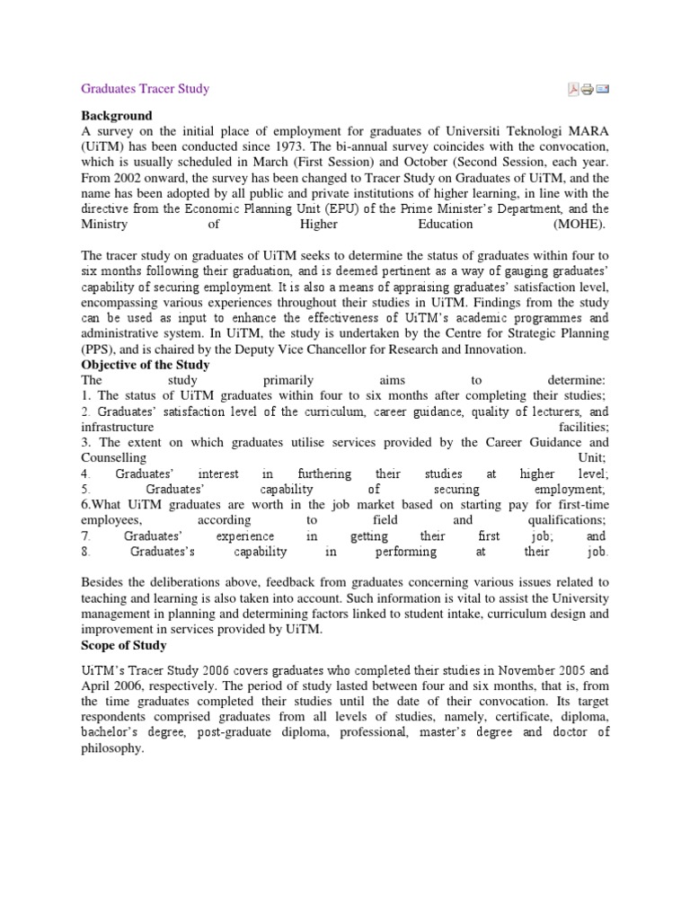 UiTM Graduate Tracer Study Overview | PDF | Postgraduate Education ...