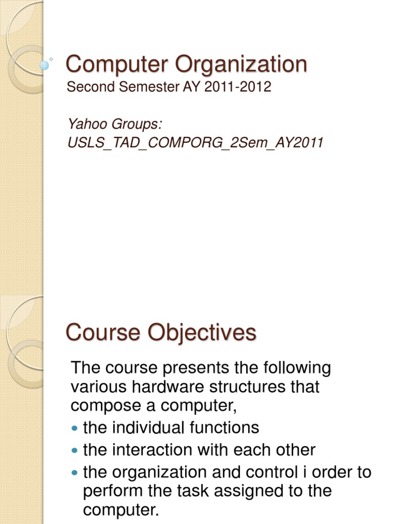 Computer Organization Course Overview | PDF