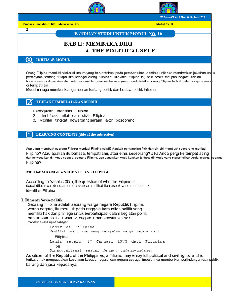 GE1-Modul-10-Diri-Politik | PDF