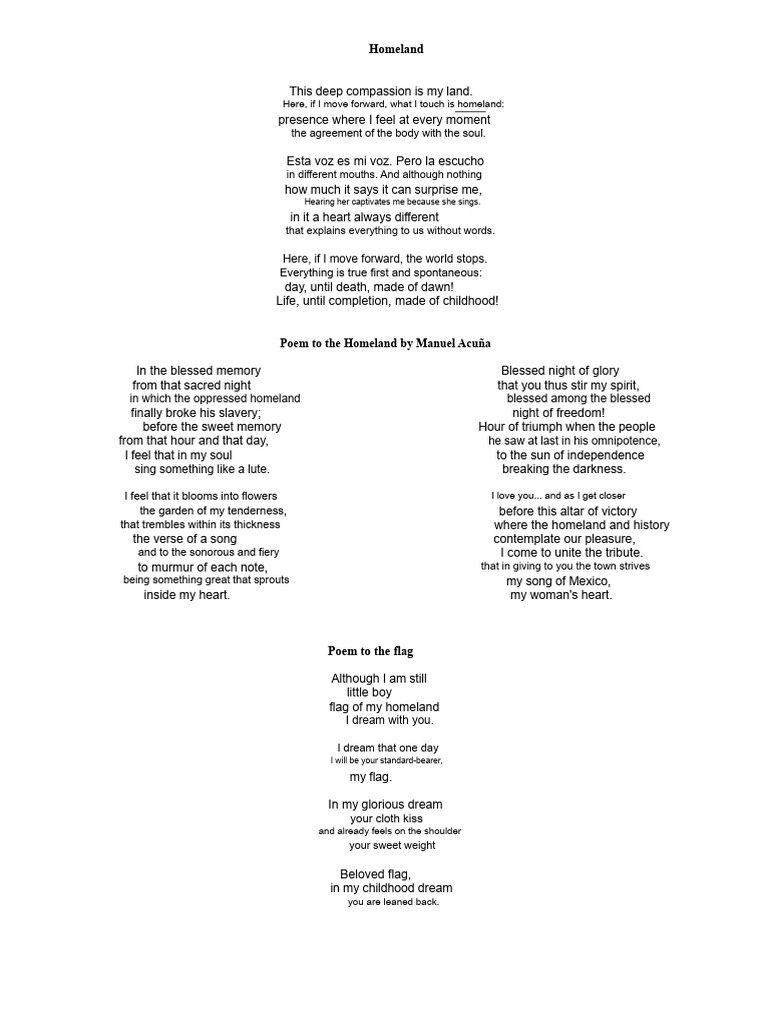 Poems To The Homeland of Guatemala | PDF