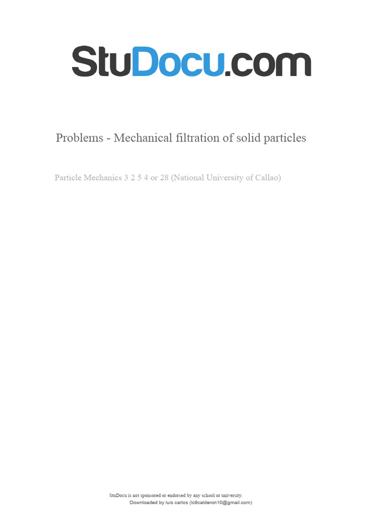 Mechanical Filtration Particle Problems Fiq | PDF | Filtration | Density