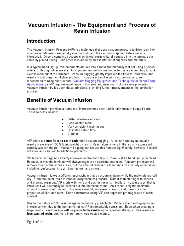 Vacuum Infusion - The Equipment and Process of Resin Infusion | PDF ...