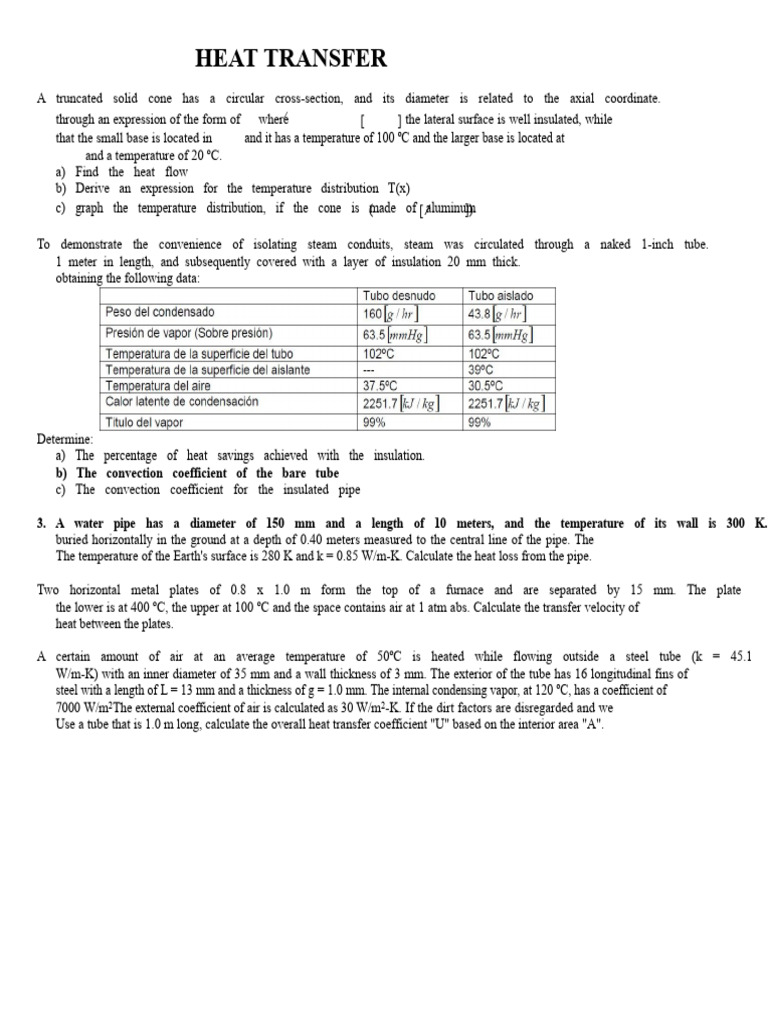 Heat Transfer Analysis of Conical and Pipe Systems | PDF
