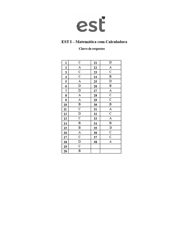 EST I - Matemática Com Cálculo - Junho 2022 - AK | PDF
