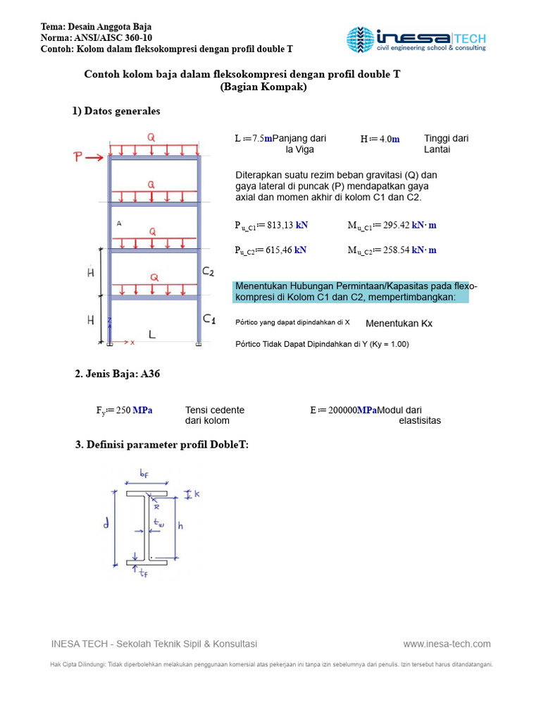 Desain Kolom Baja Double T AISC 360-10 | PDF