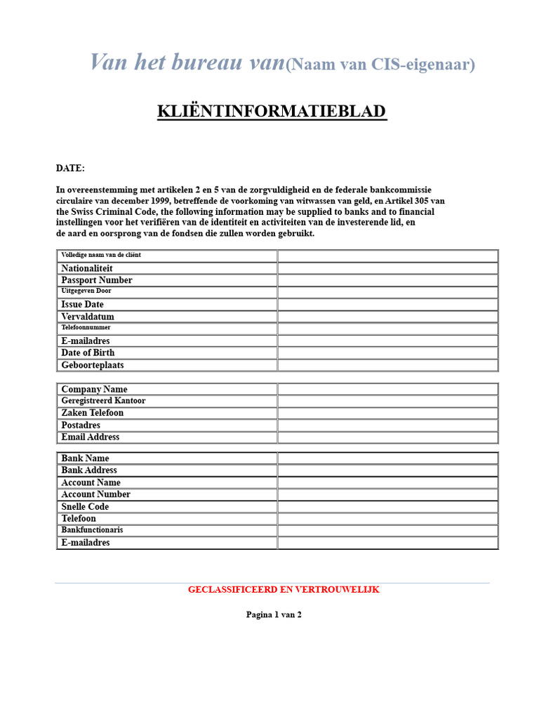Leeg Cis-Formulier | PDF